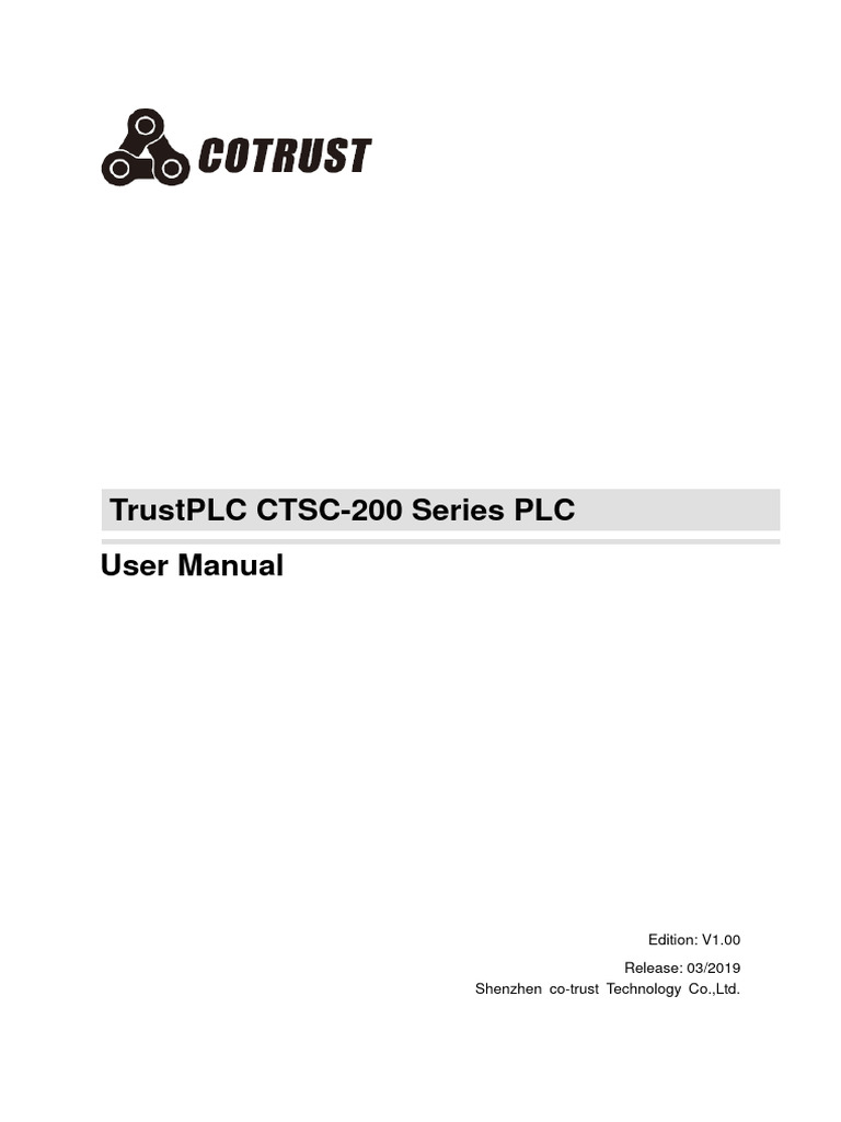 CTSC-200 Series PLC User Manual V1.00 | PDF | Programmable Logic ...