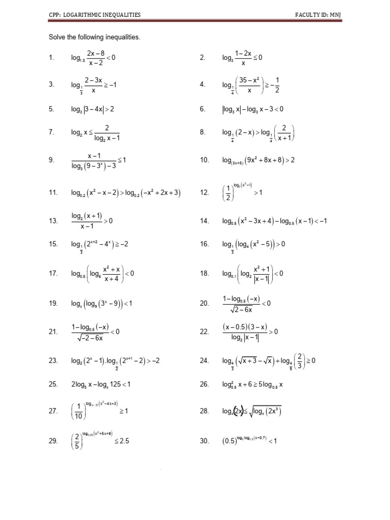 Log Inequalities | PDF