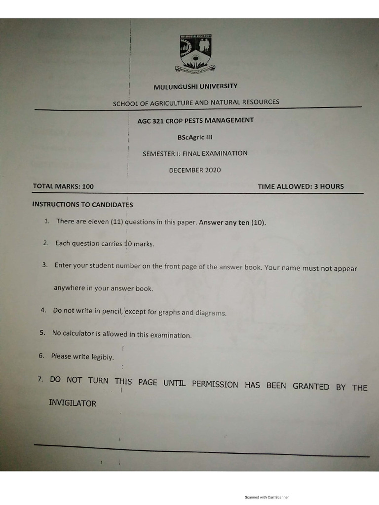 AGC 321 Exam 2020 | PDF