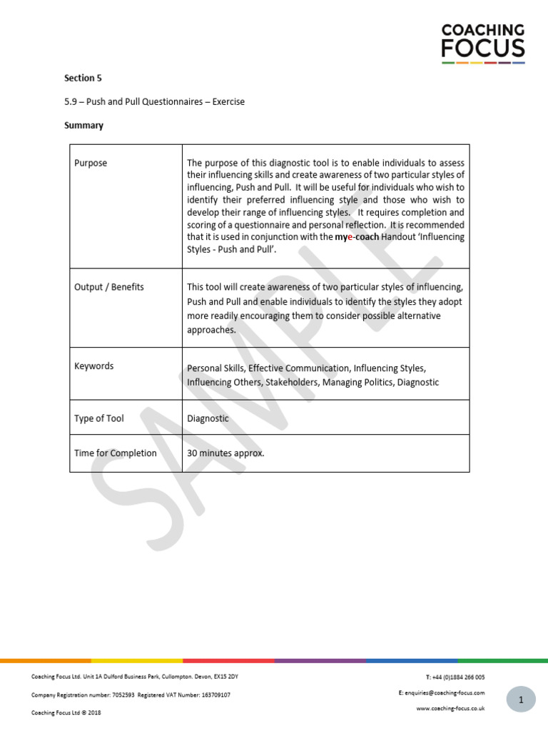 Push Pull Influencing Styles Test | PDF | Social Psychology | Cognition