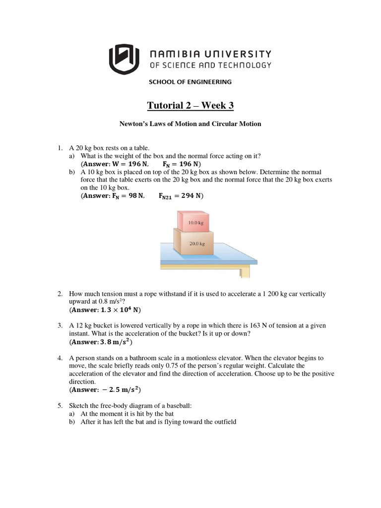 Tutorial 2 - Week 3 | PDF | Force | Friction