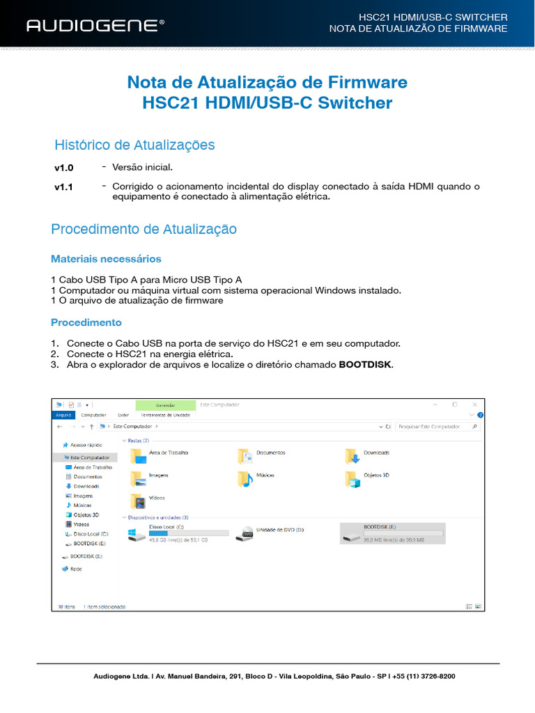 NDS - HSC21 - Nota de Atualização de Firmware | PDF | Computadores