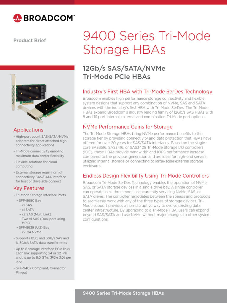 LSI-9400-系列-PCIE3.0-HBA | PDF | Computer Data Storage | Office Equipment