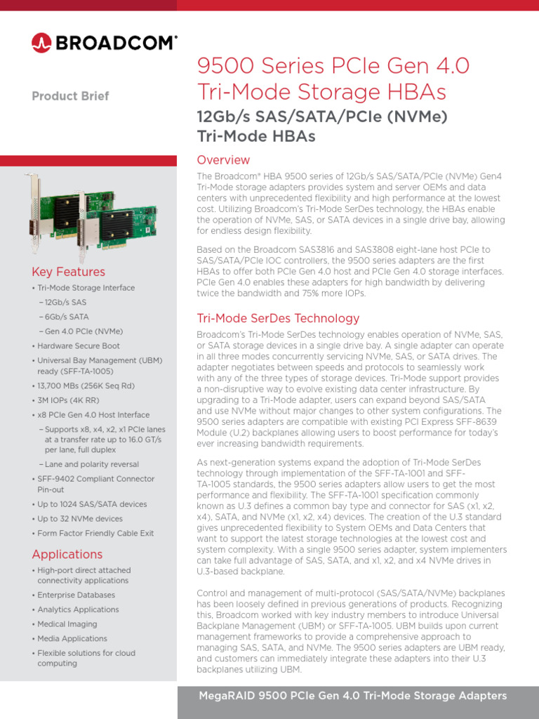 LSI-9500-系列-PCIE4.0-HBA-2020 | PDF | Computer Architecture | Office ...