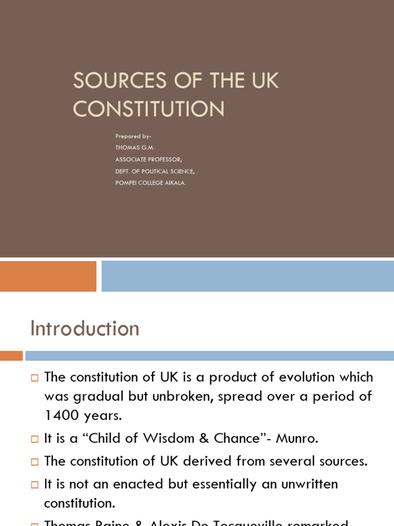 Sources of The Uk Constitution | PDF | Parliament | Constitution
