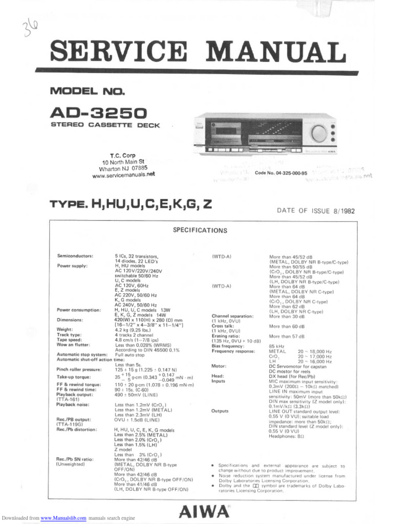 Aiwa Ad 3250e | PDF
