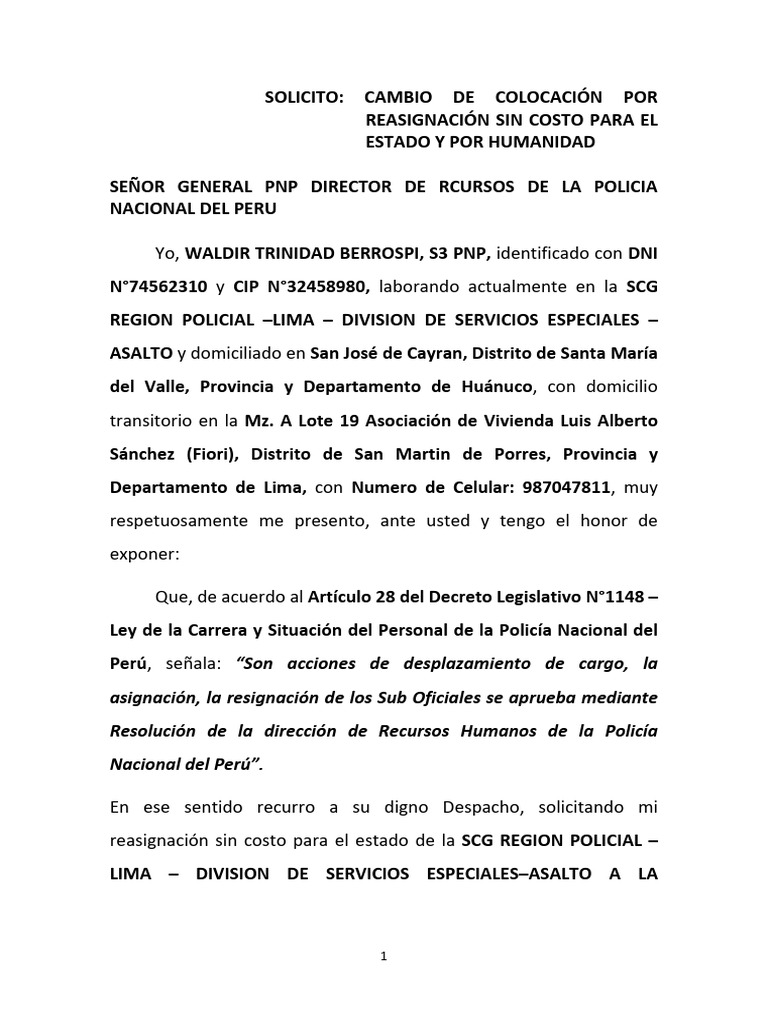 SOLICITO | Descargar gratis PDF | Petición | Policía