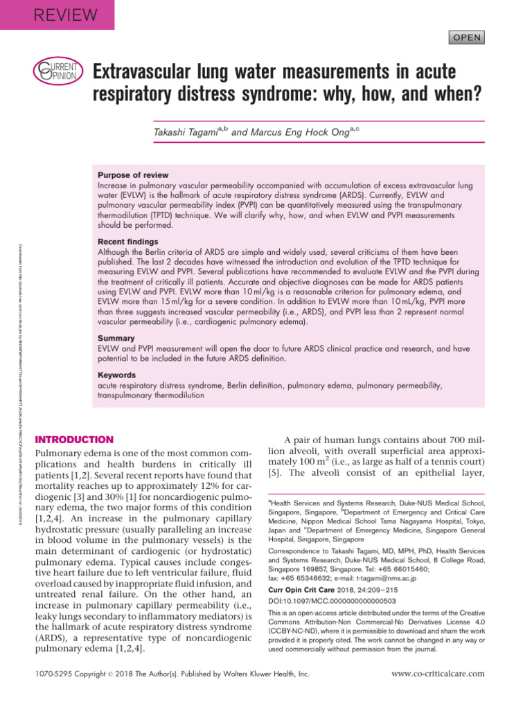 Extravascular Lung Water Measurements in Acute.13 | PDF | Lung ...