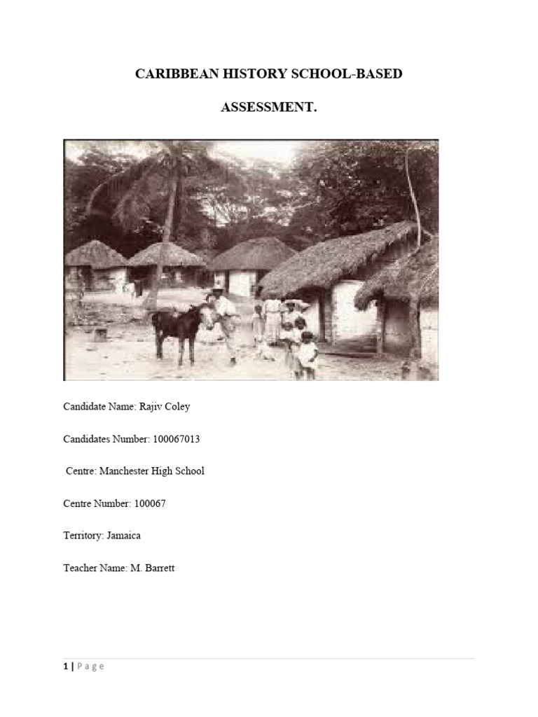 Rajiv Coley Caribbean History SBA 2022-2023 | PDF | Abolitionism | Slavery