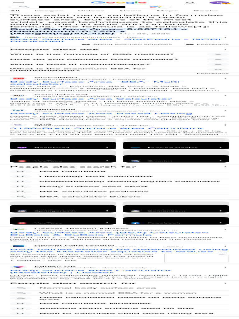 BSA Calculation for Chemotherapy Dosing | PDF | Oncology | Chemotherapy
