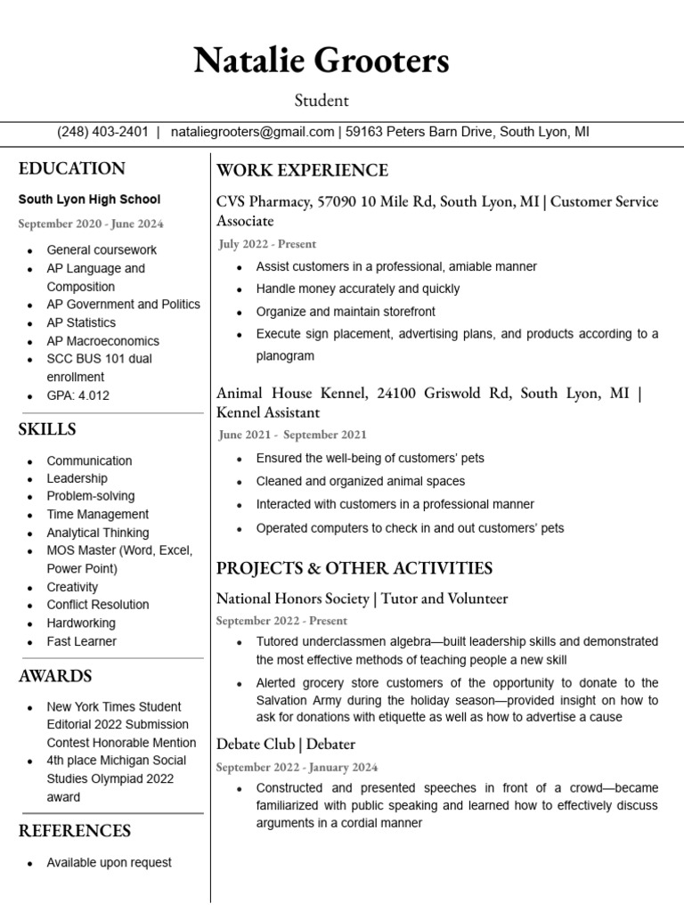 Natalie Grooters Resume | Download Free PDF | Learning | Human Communication