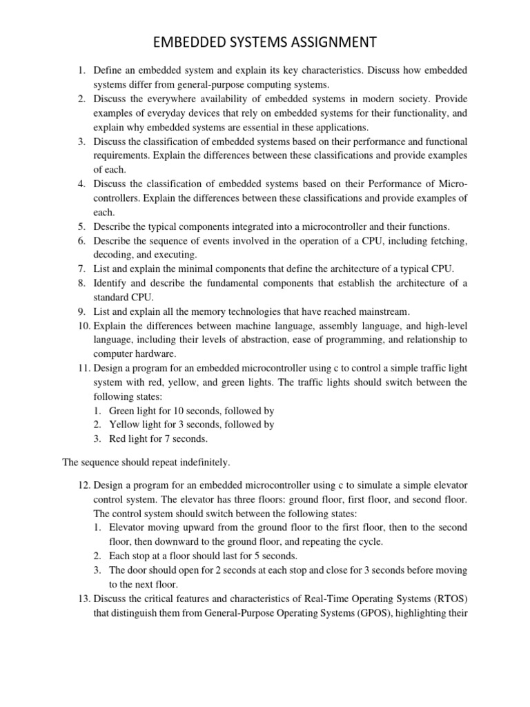 Embedded Systems Assignment Pdf Embedded System Scheduling Computing