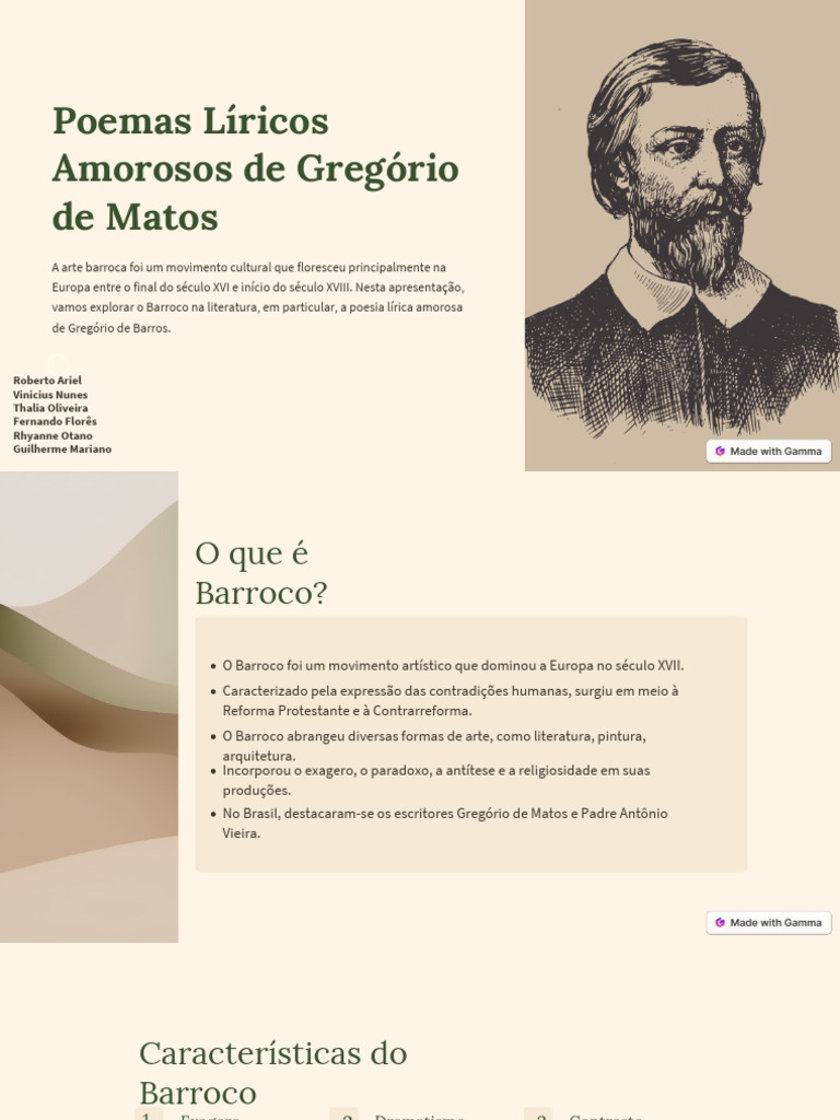 Barroco Poemas Liricos Amorosos de Gregorio de Matos | PDF | Barroco ...