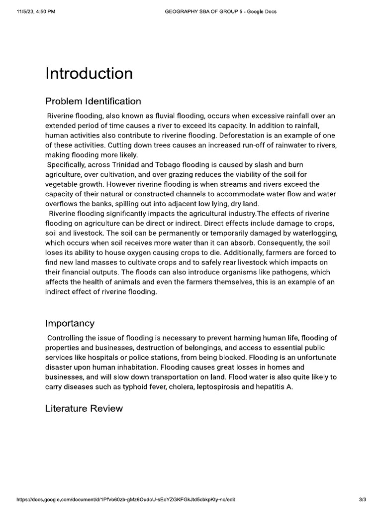 Geography SBA Intro Draft 5 | PDF