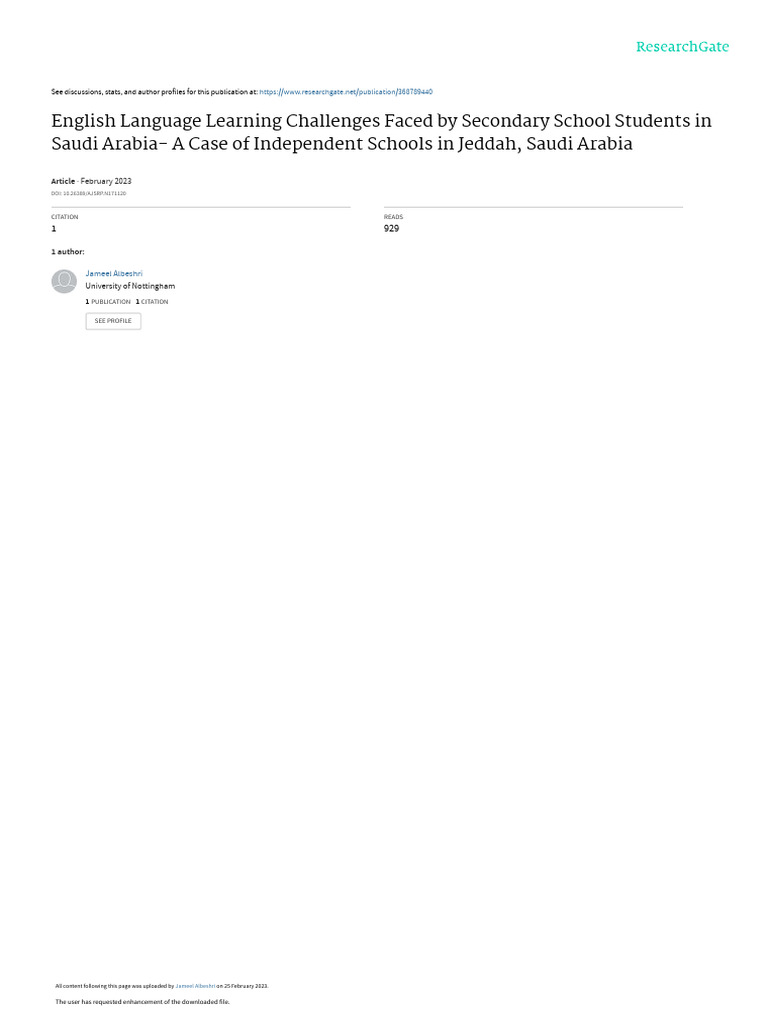 English Language Learning Challenges Faced by Secondary School Students ...