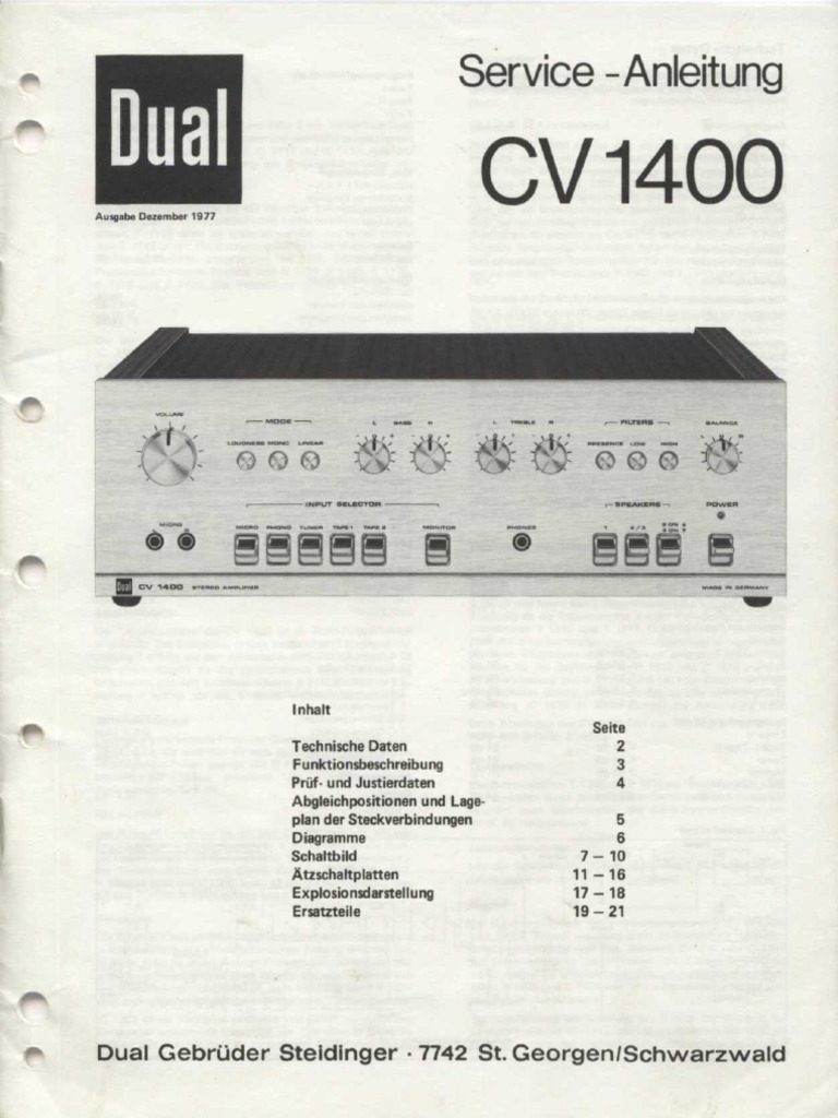 Dual CV 1400 Service Manual | PDF