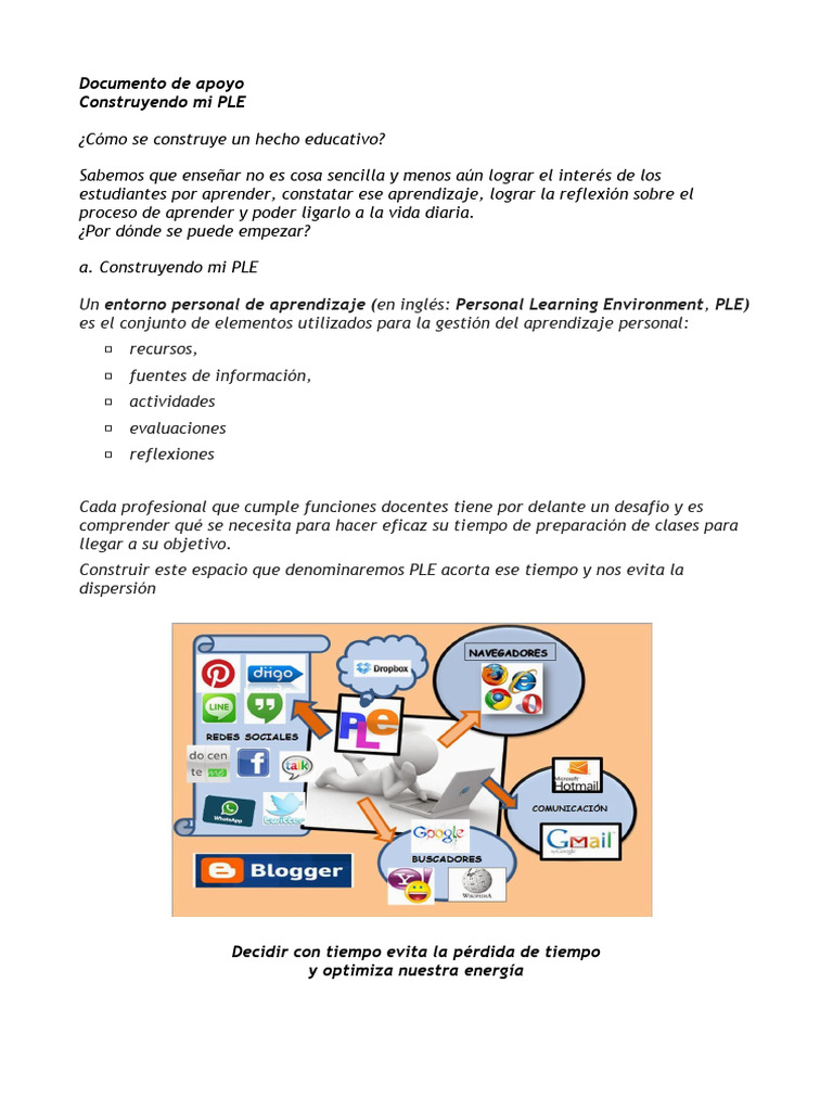 Primer Taller Construyendo Mi PLE | PDF | Enseñando | Comunicación humana