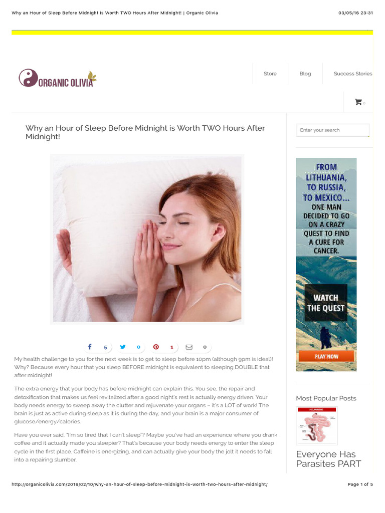 Sleep Before Midnight: Double the Benefits | PDF | Sleep