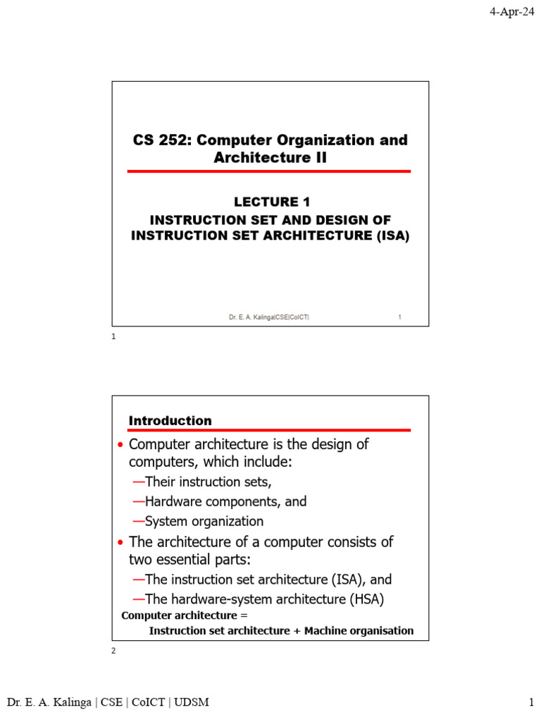 Instruction Set Architecture Overview | PDF | Computer Architecture ...