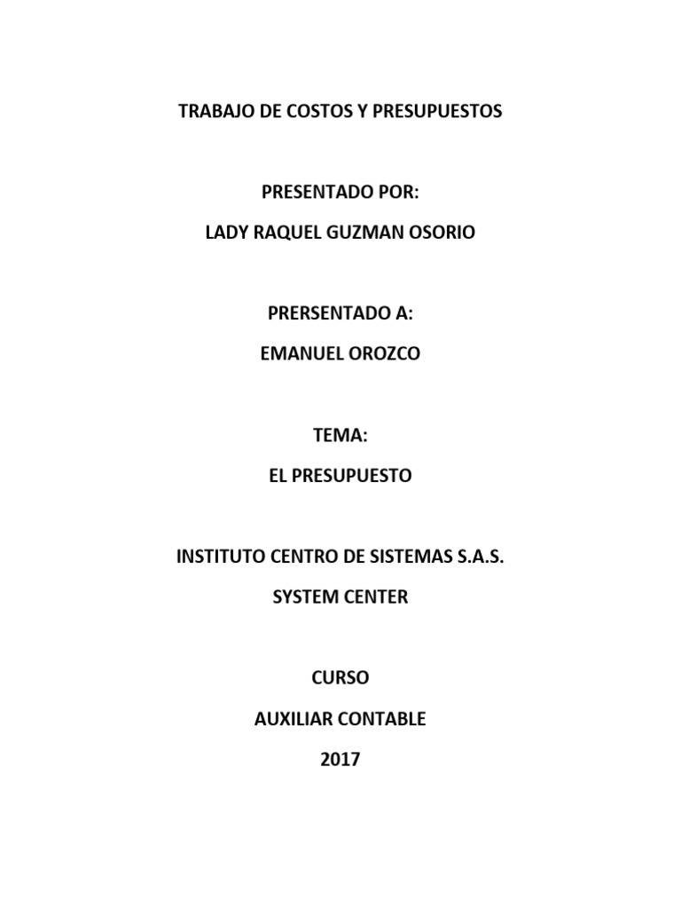 PRESUPUESTOS | PDF | Presupuesto | Business