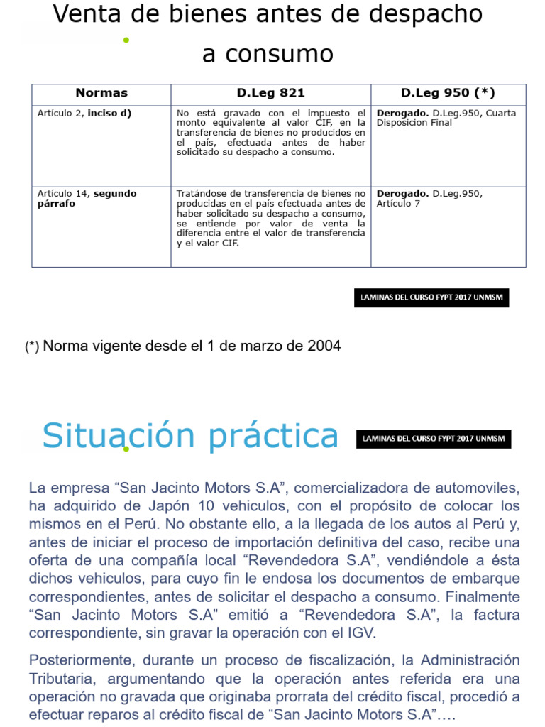 FYPT 2017 UNMSM Venta de Bienes Antes de Despacho A Consumo - IGVND ...