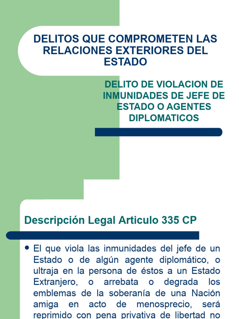 Delito de Violacion de Inmunidades | PDF | Inmunidad parlamentaria | Diplomacia