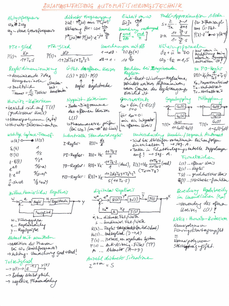 Zusammenfassung Automatisierungstechnik | PDF