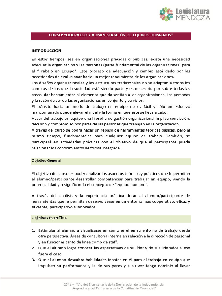 Programa Administracion de Equipos Humanos | PDF | Relaciones personales, crianza y desarrollo ...