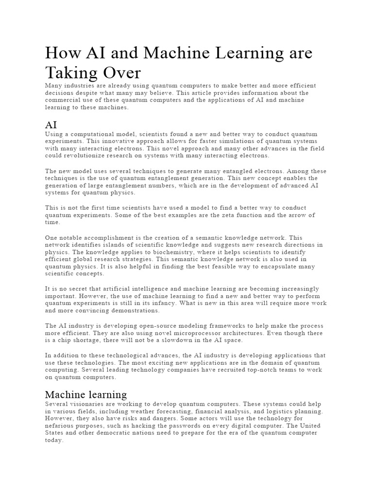 How AI and Machine Learning Are Taking Over | PDF | Quantum Computing ...