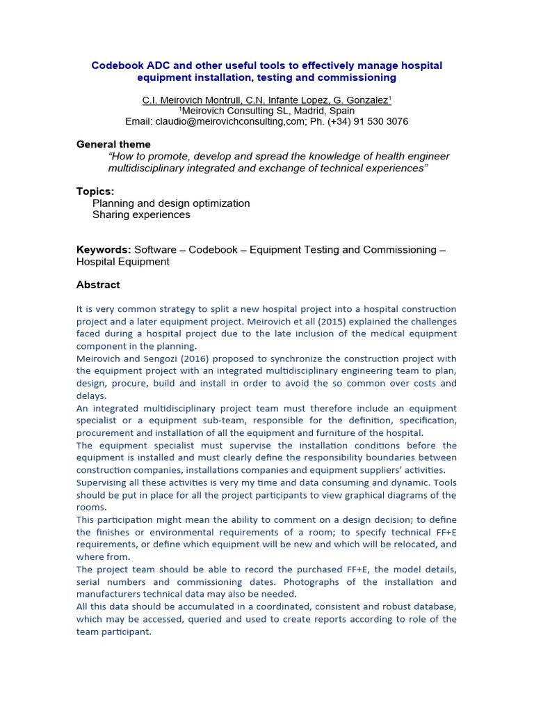 Codebook and Other Useful Tools For I T & C (Abstract) | PDF ...