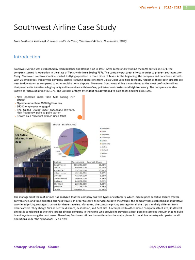 Southwest Airline Case Study (1) | PDF | Southwest Airlines | Airlines