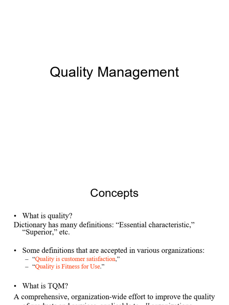 01 Quality Management Concept - Lecture 01 - 05 | PDF | Scatter Plot | Lean Manufacturing