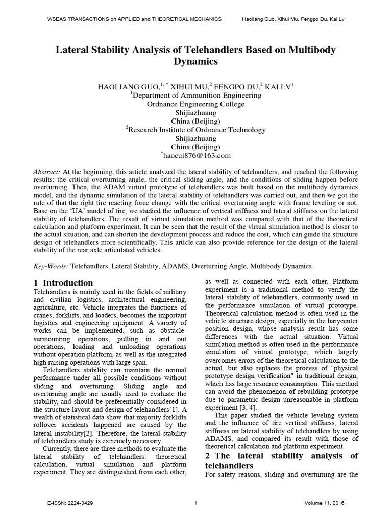 Lateral Stability Telehandler | PDF | Simulation | Friction