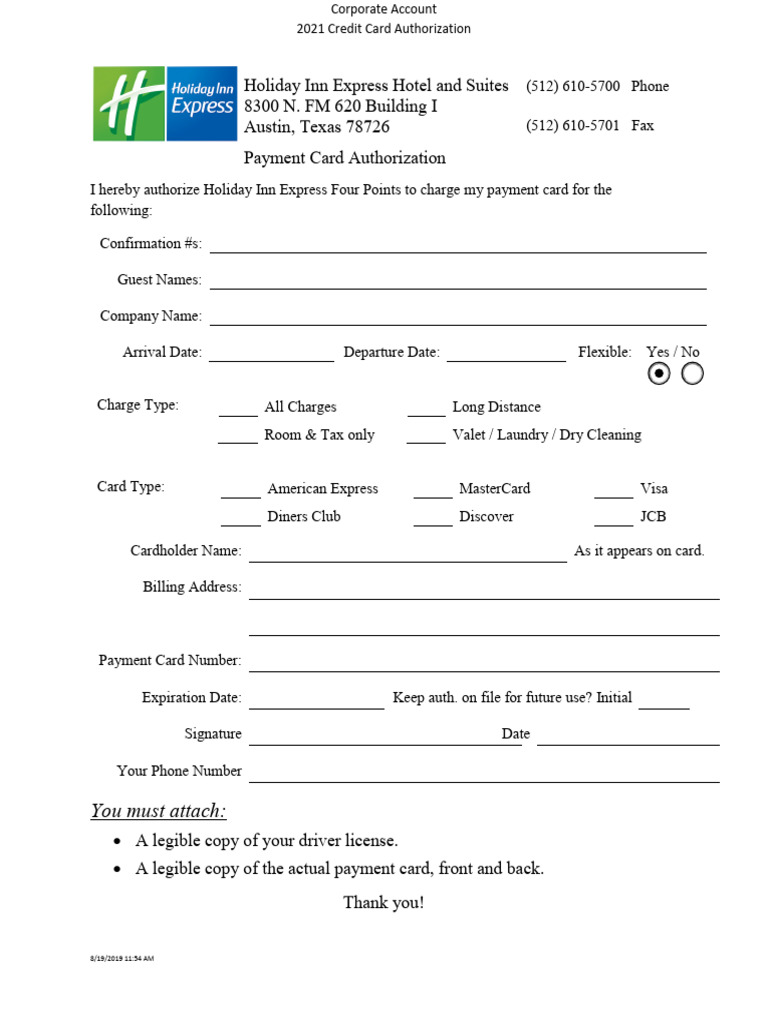 Corporate Credit Card Authorization Form | PDF