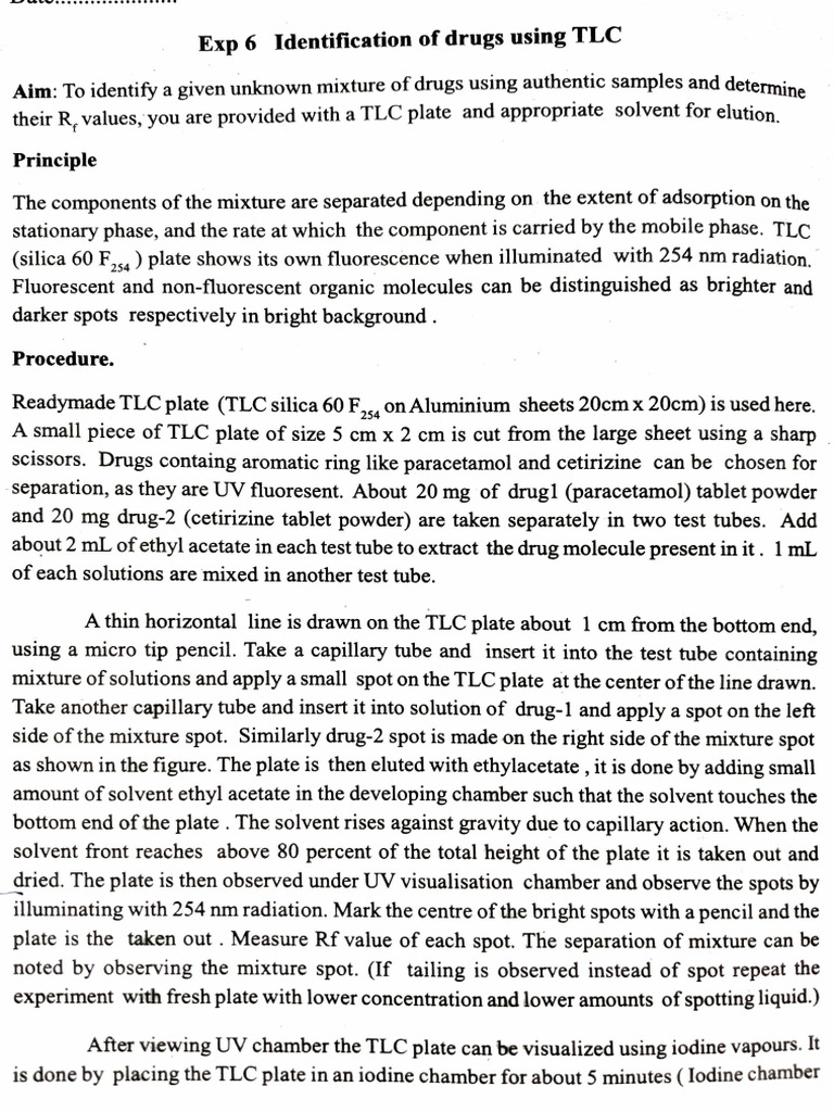 Expt 5 TLC Procedure | PDF