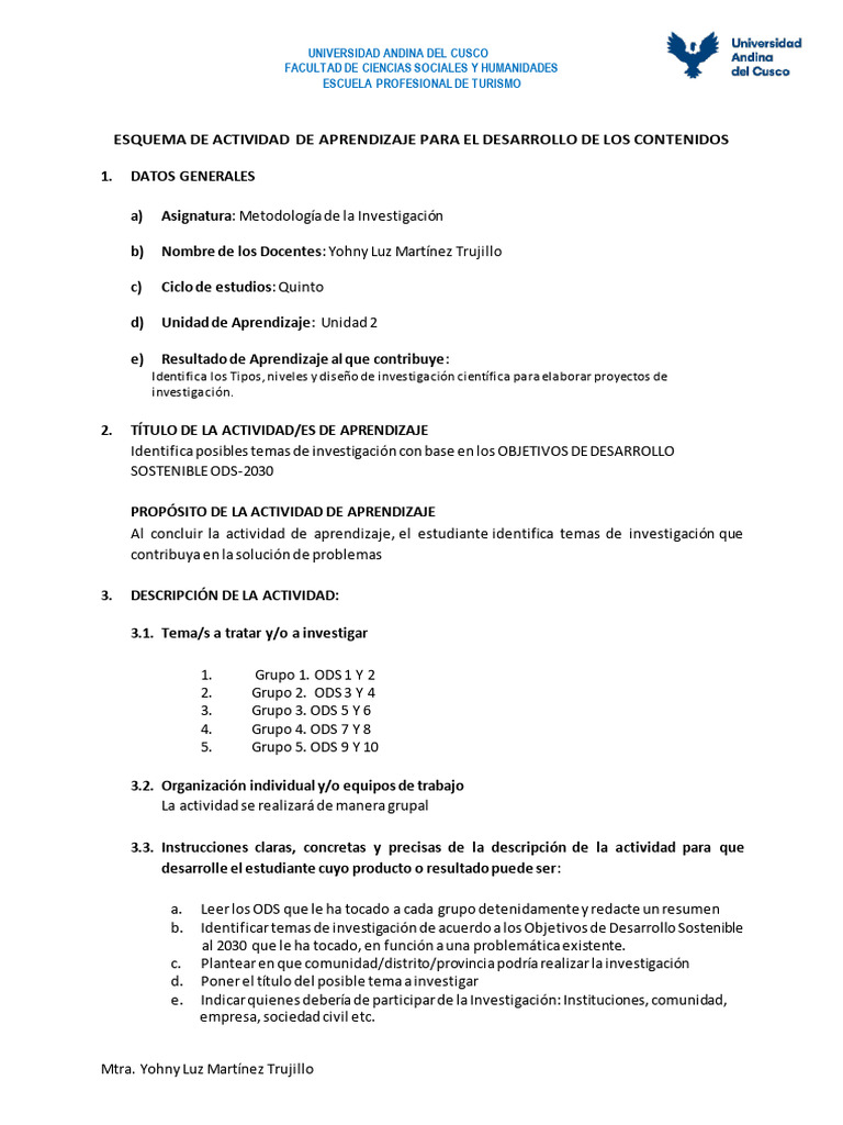 U2 T2 Guia Evaluación ODS 2030 Propuesta Posibles Temas de Investigación Abr2024 Ok | PDF ...