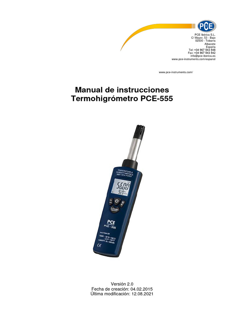 Manual Pce 555 v2 | PDF | Temperatura | Reciclaje