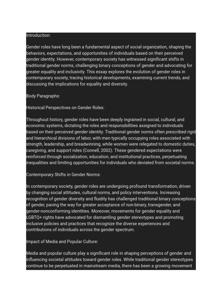 Redefining Gender - The Evolution of Gender Roles in Contemporary ...