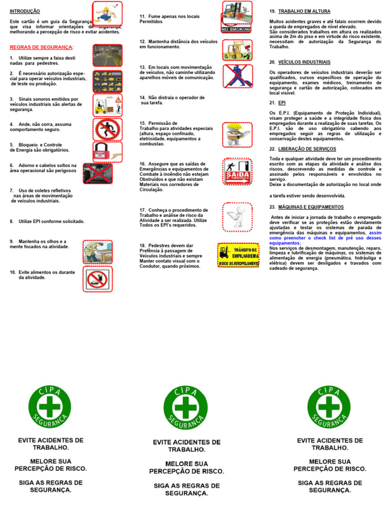 Regras de Segurança CIPA | PDF | Equipamentos de proteção individual