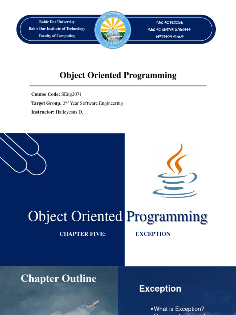 BAHIR DAR Chapter Five Exception | PDF | Programming | Computer Program