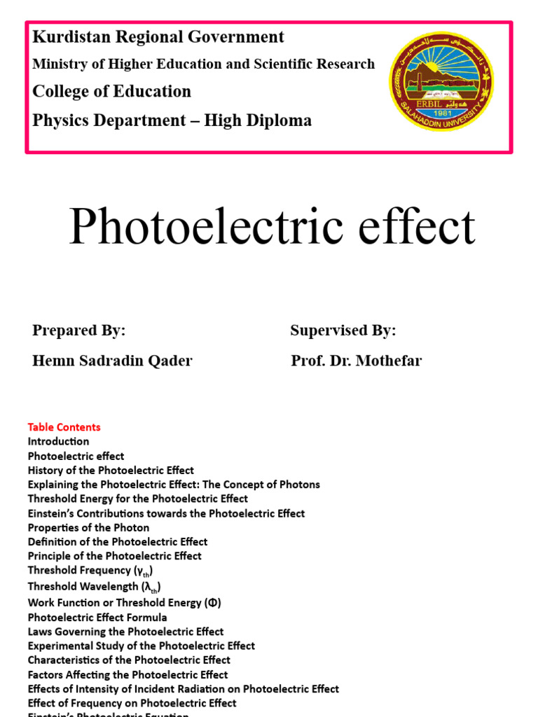 photoelectric effect | PDF | Photoelectric Effect | Photon