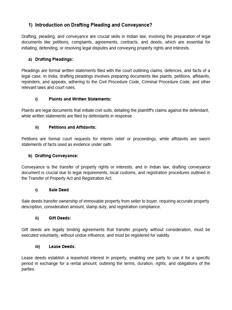 Drafting Pleading and Conveyance | PDF | Pleading | Conveyancing