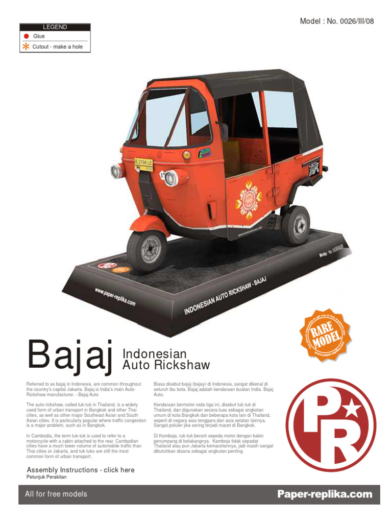 Papercraft Tuk Tuk Bajaj | PDF | Transportasi Pribadi | Kendaraan