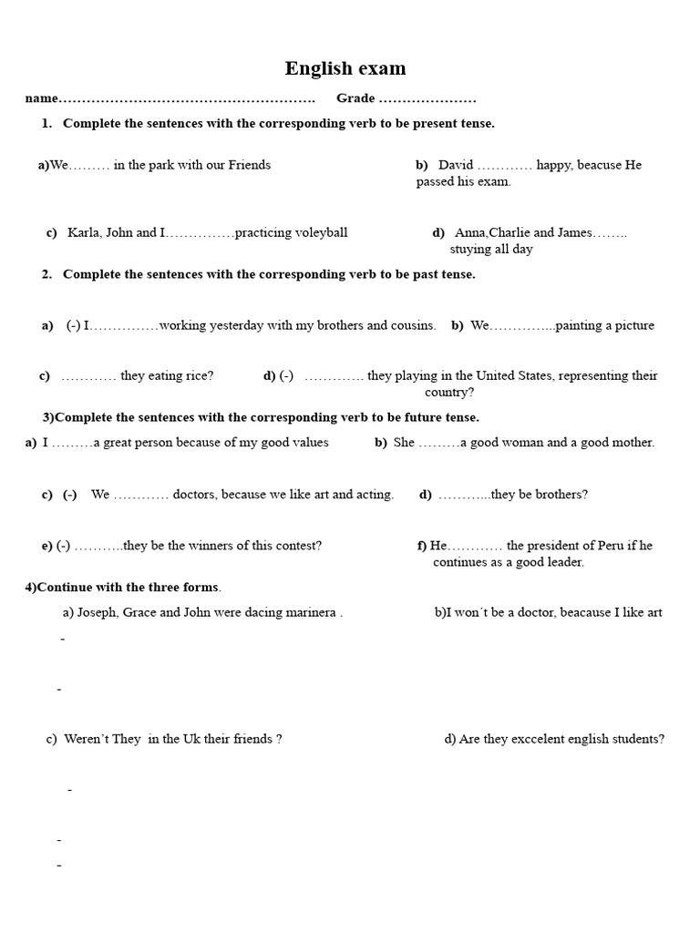 English Exam | PDF | Linguistics | Grammar