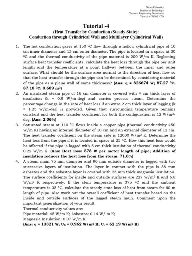 Heat Transfer in Cylindrical Walls Tutorial | PDF | Thermal Insulation | Heat Transfer