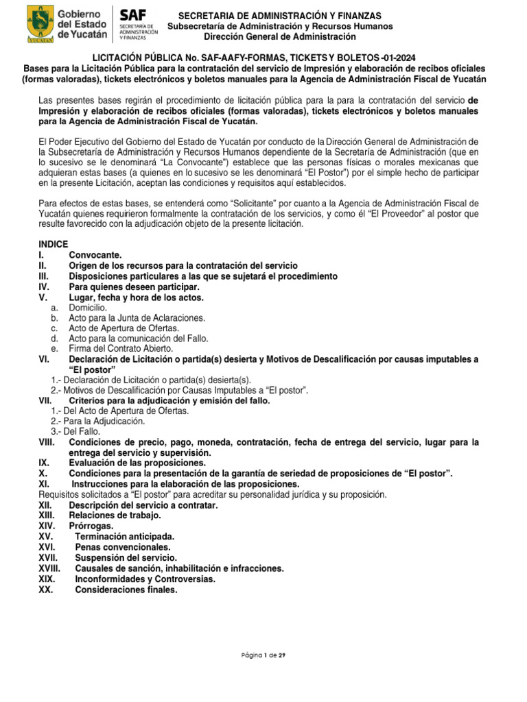 Bases Saf Aafy Formas, Tickets y Boletos 01 2024 | PDF | Estado ...