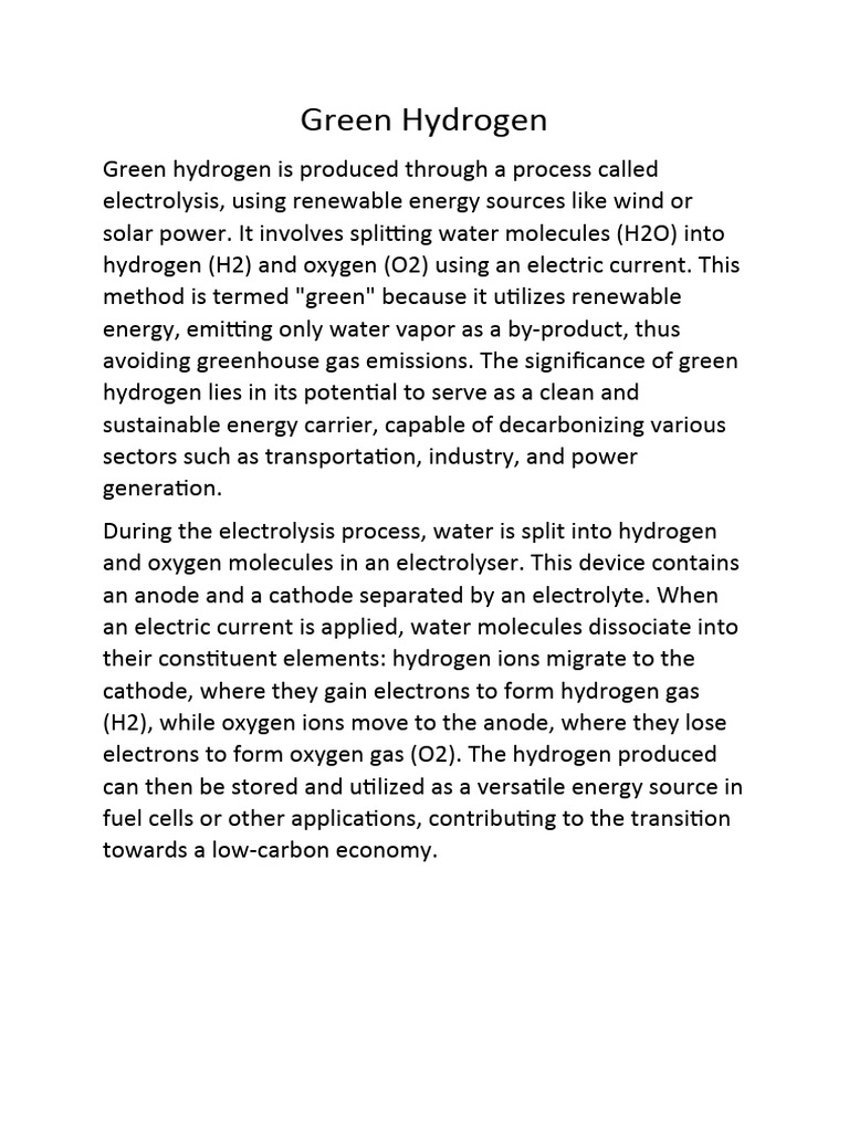 Green Hydrogen | PDF | Climate Change Mitigation | Renewable Energy
