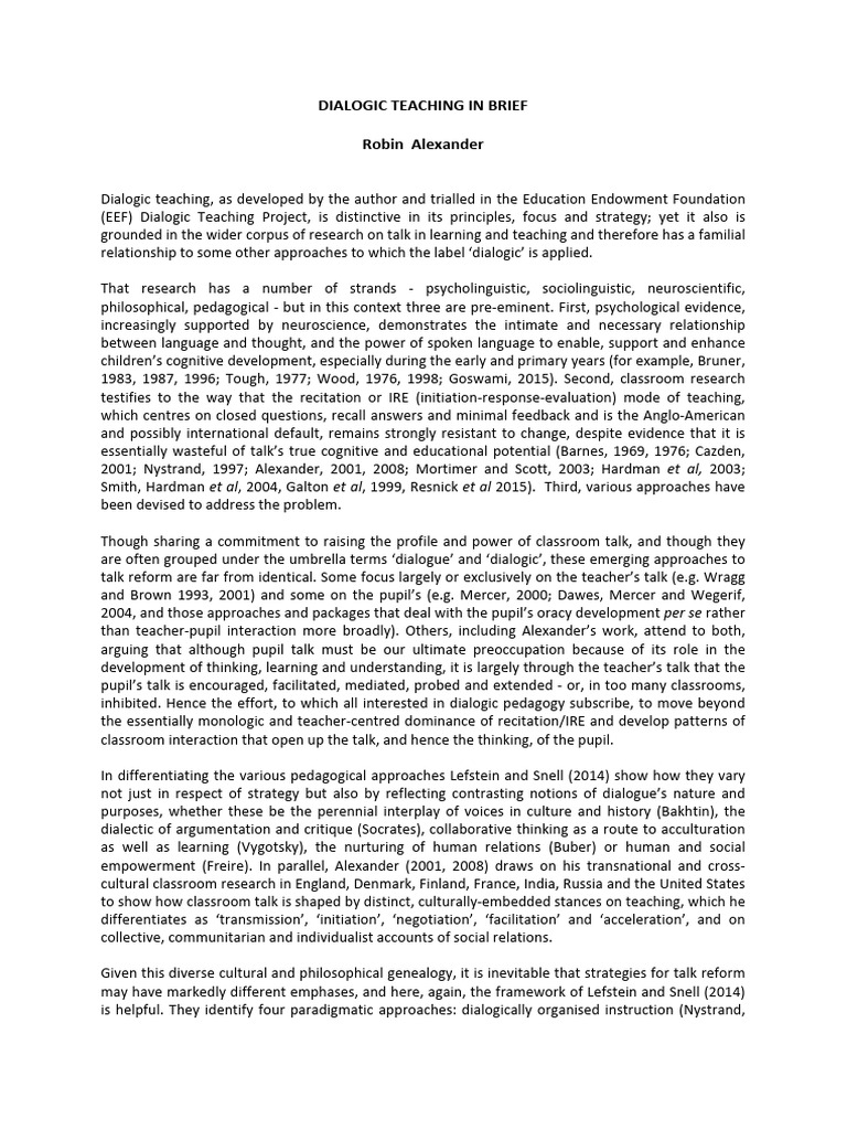 Dialogc Teaching in Brief 170622 | PDF | Pedagogy | Learning