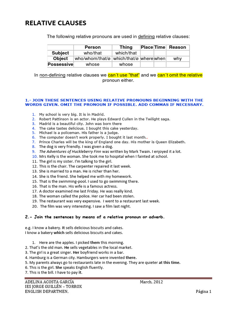 English Relative Clauses Guide | PDF | Linguistics