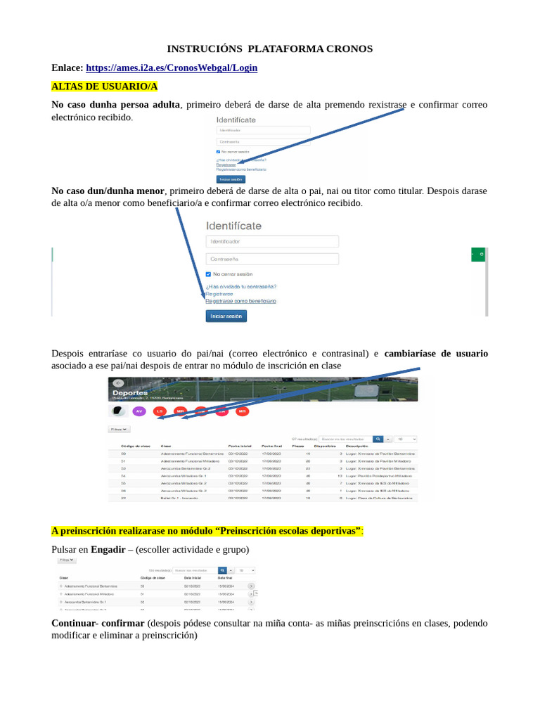 Instrucions Plataforma Cronos 1 | PDF